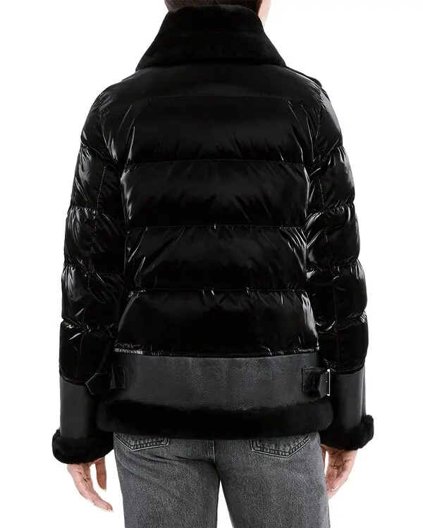 Dawn Levy Shearling Panel Down Puffer Coat
