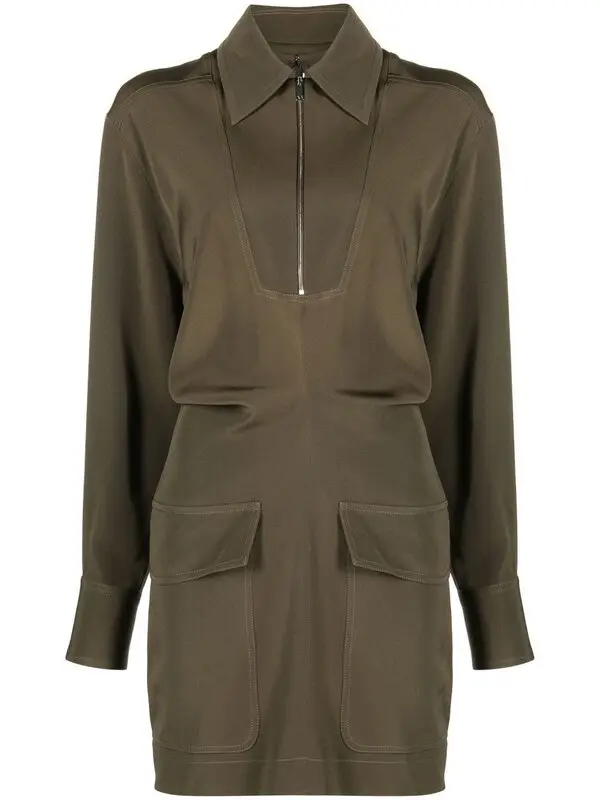 Victoria Beckham Flap-pocket Minidress - Green