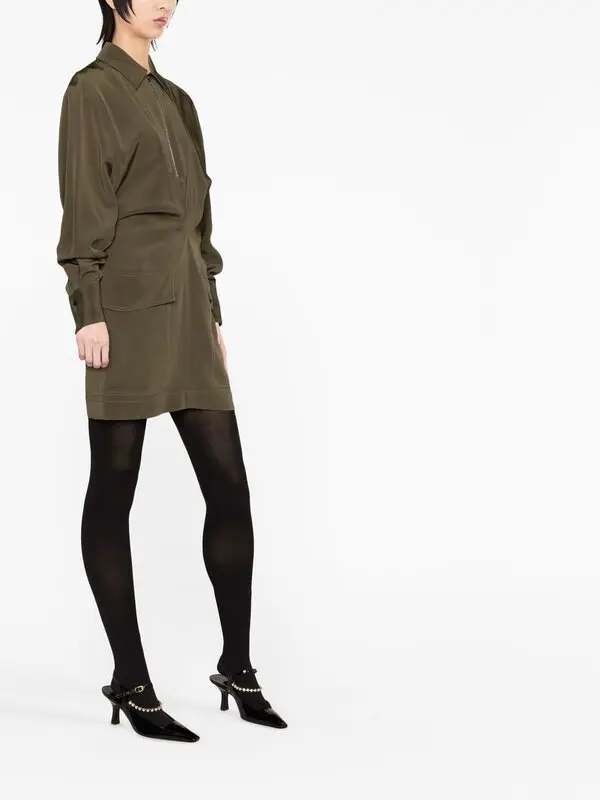Victoria Beckham Flap-pocket Minidress - Green