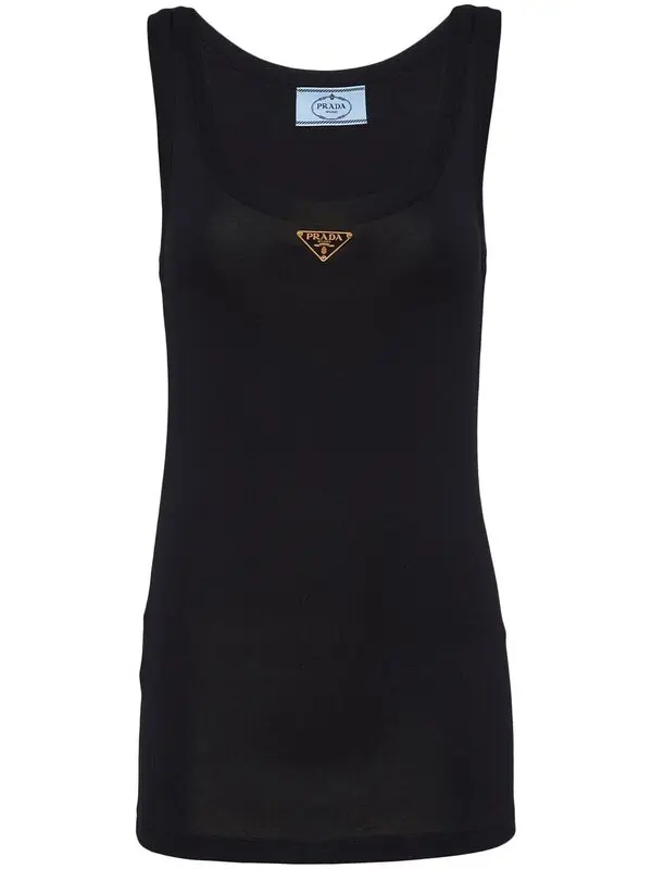 Prada Ribbed-knit Jersey Tank Top - Black