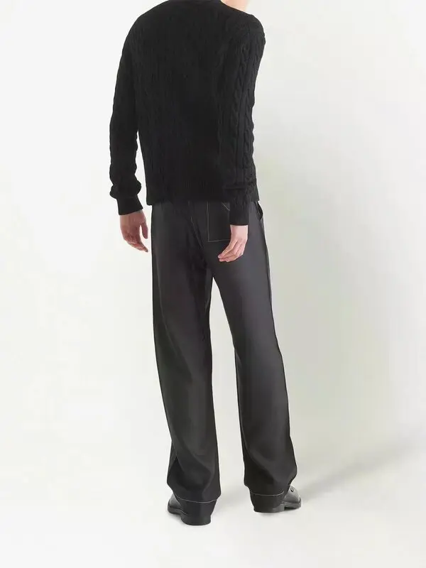Prada Logo-embroidered Cable-knit Jumper