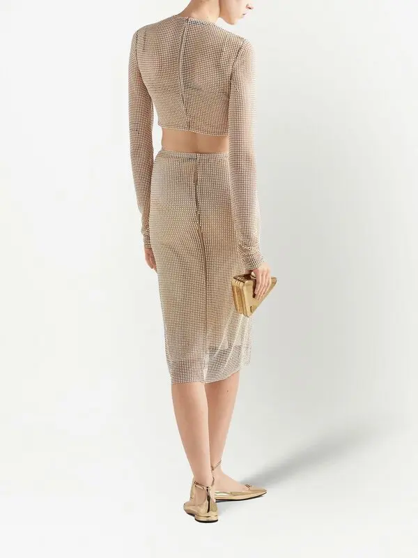 Prada Pearl-embellished Mesh Top - Neutrals