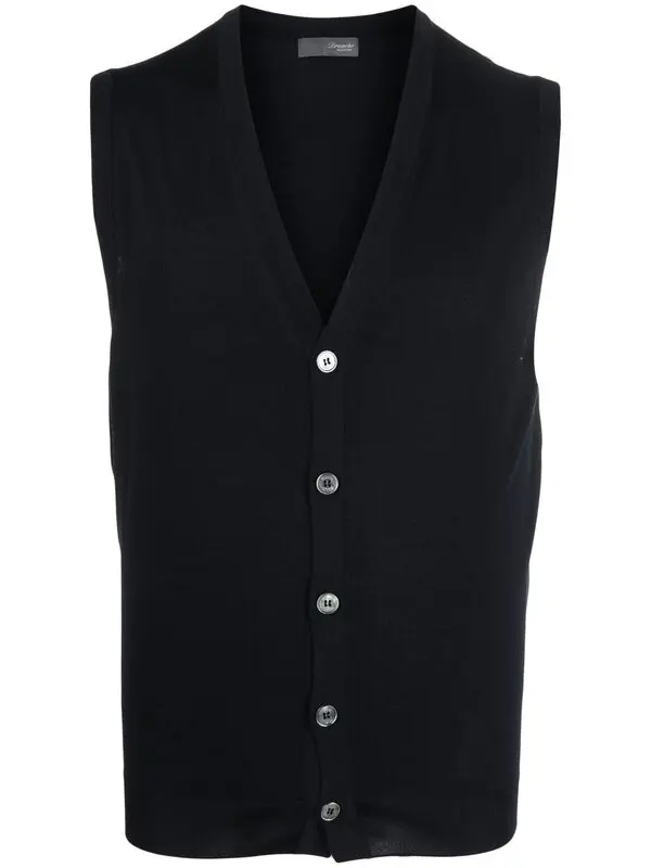DRUMOHR Sleeveless Merino Wool Cardigan - Blue