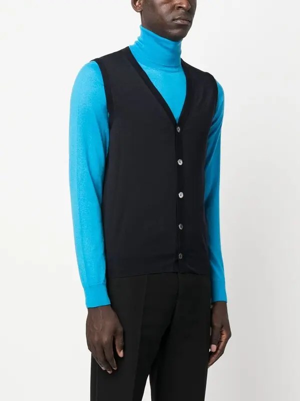 DRUMOHR Sleeveless Merino Wool Cardigan - Blue