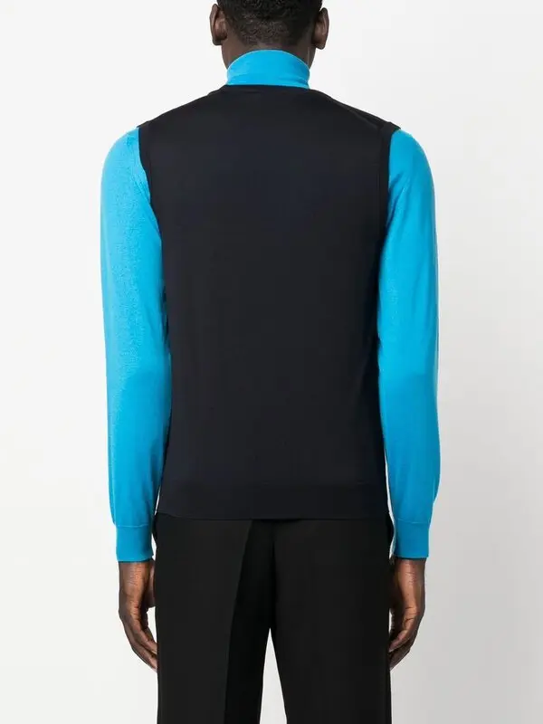 DRUMOHR Sleeveless Merino Wool Cardigan - Blue