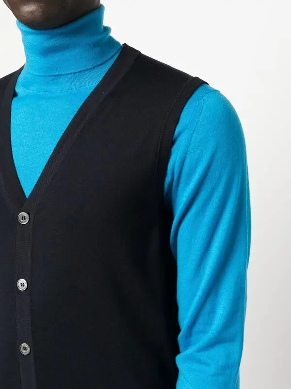 DRUMOHR Sleeveless Merino Wool Cardigan - Blue