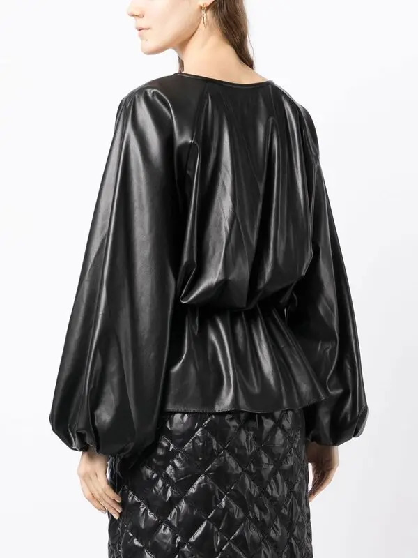 Goen.j Faux-leather Draped Top