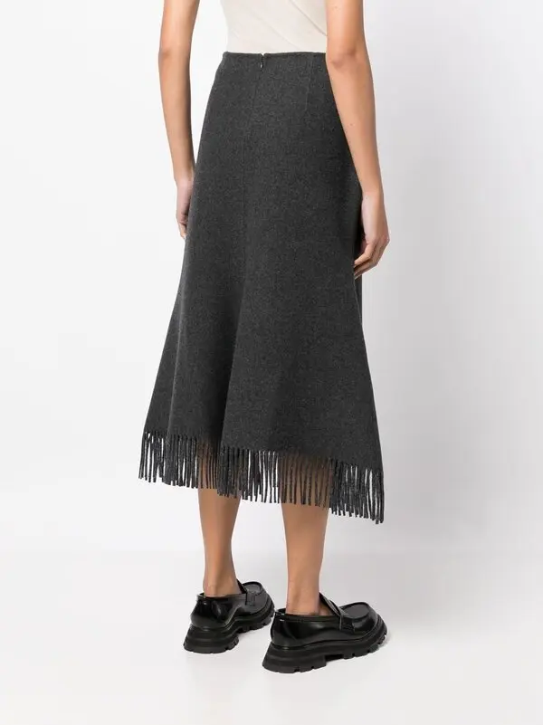 Goen.j Fringed A-line Wool-blend Skirt