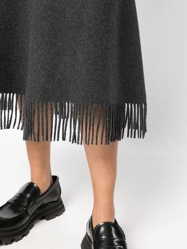 Goen.j Fringed A-line Wool-blend Skirt