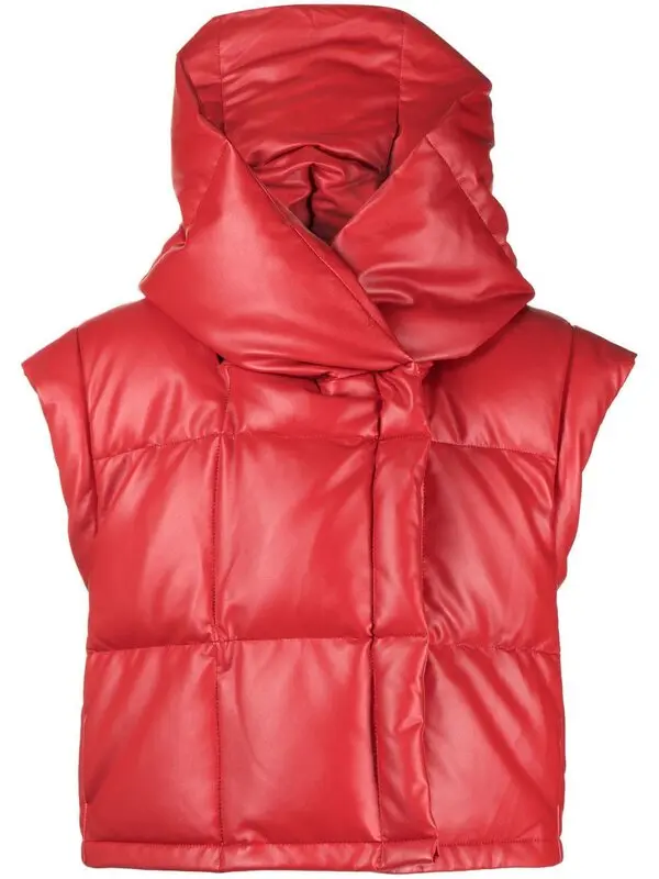 Goen.j Vegan-leather Quilted-down Gilet