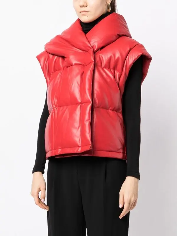 Goen.j Vegan-leather Quilted-down Gilet