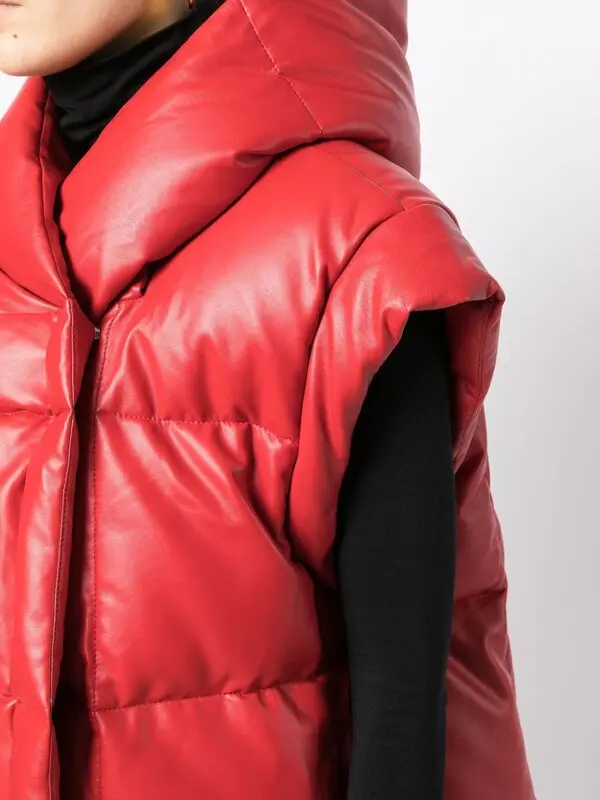 Goen.j Vegan-leather Quilted-down Gilet