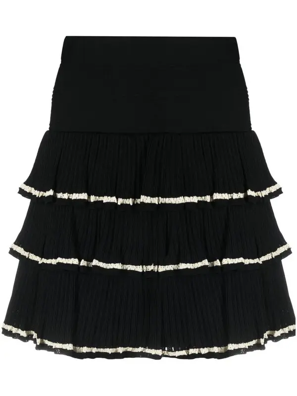 Sandro Camia Pleated Tiered Skirt - Black
