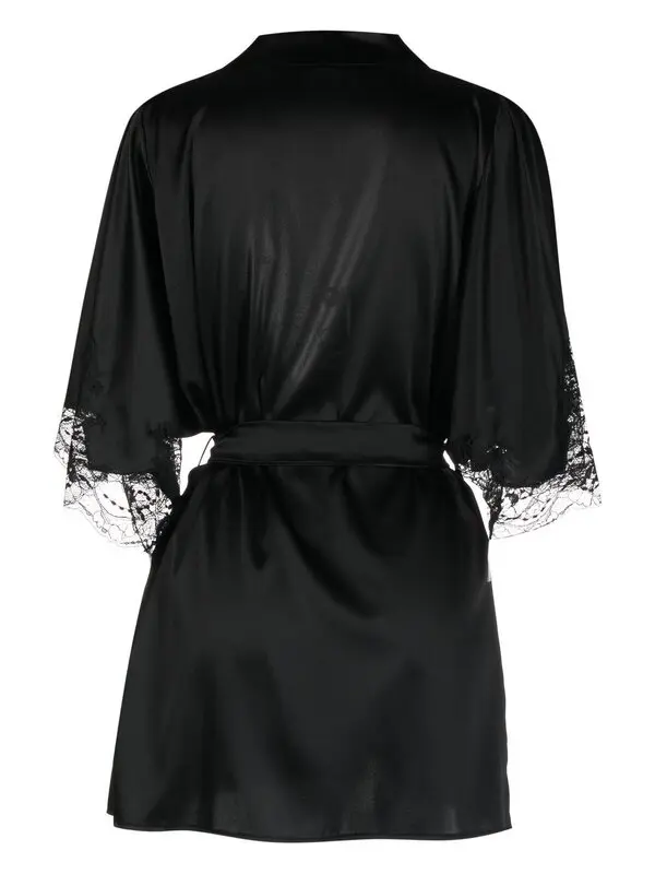 FLEUR OF ENGLAND Lace-trim Silk Robe
