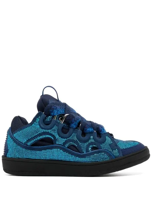 LANVIN Curb Rhinestone-embellished Sneakers - Blue