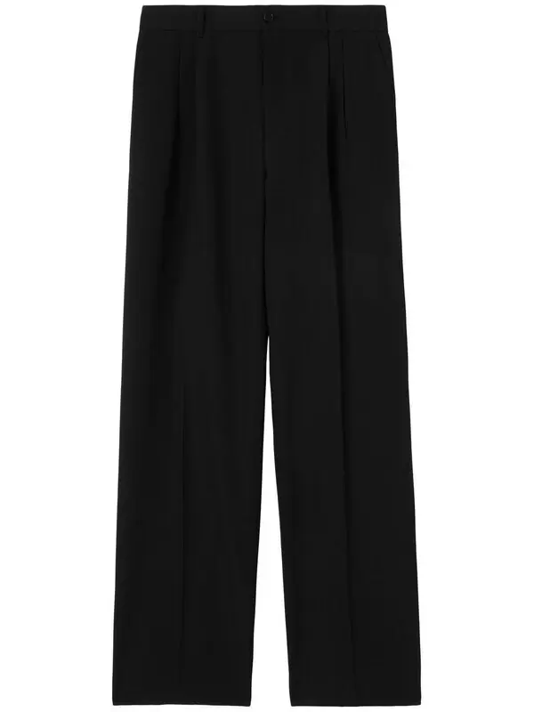 Burberry Wide-leg Pleated Trousers - Black