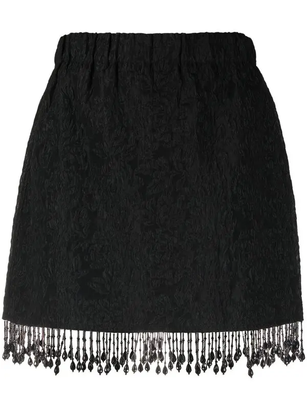 GANNI Fringed Jacquard Skirt