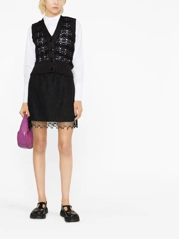 GANNI Fringed Jacquard Skirt