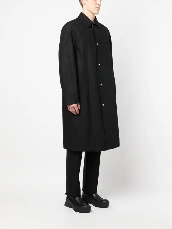 JIL SANDER Logo-print Cotton Coat - Black