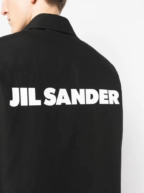 JIL SANDER Logo-print Cotton Coat - Black