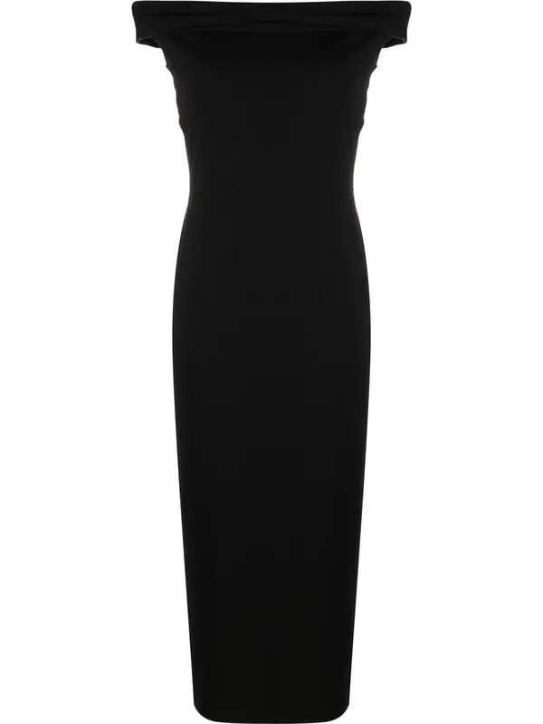 REFORMATION Jamen Off-shoulder Knitted Midi Dress - Black