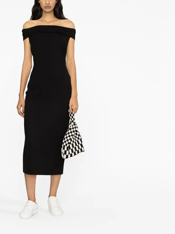 REFORMATION Jamen Off-shoulder Knitted Midi Dress - Black