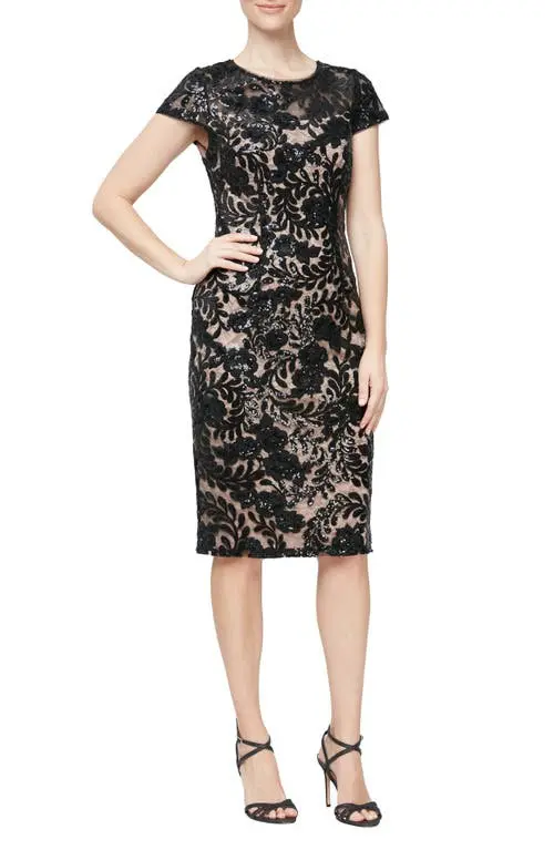 Alex Evenings Beaded Sheath Dress