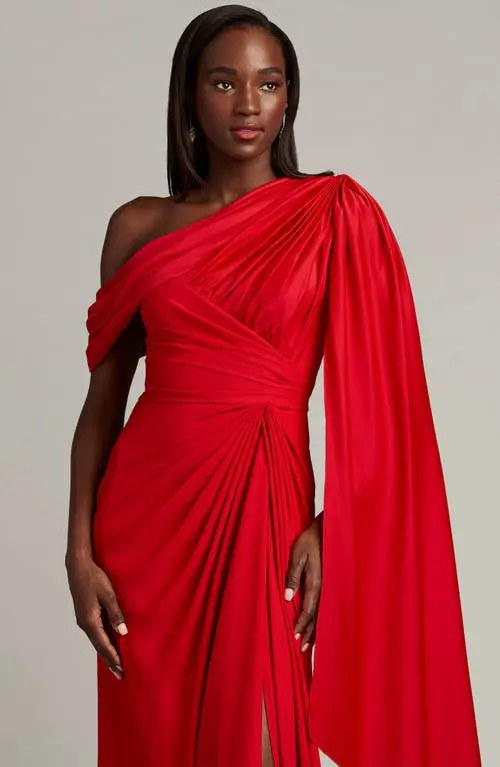 Tadashi Shoji Ember One-shoulder Gown - Lava Red