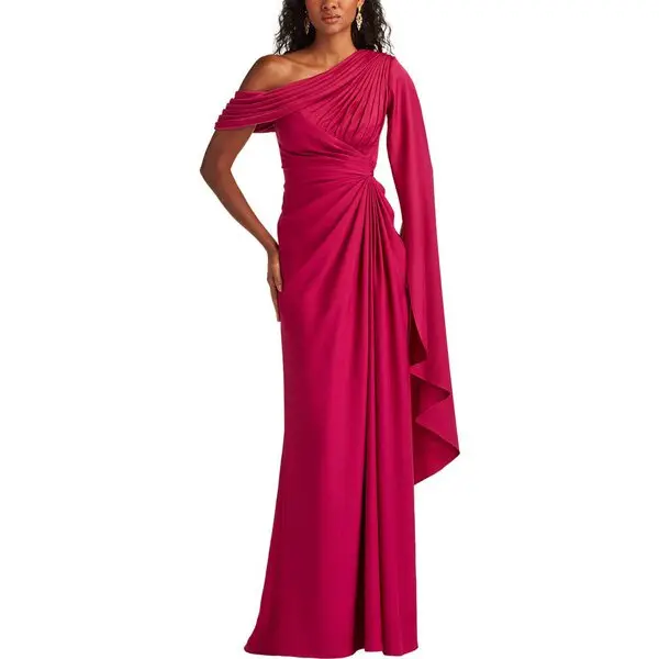 Tadashi Shoji Ember One-shoulder Gown - New Fuchsia