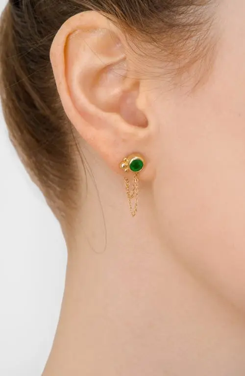Anzie Bonheur Emerald Chain Stud Earrings