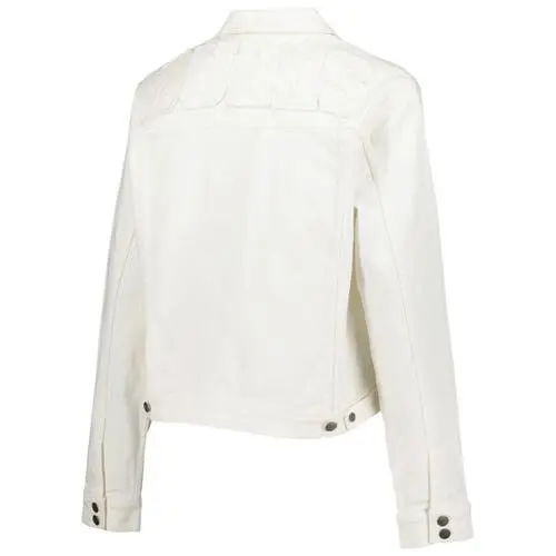 LUSSO Chicago Bulls Swarovski Crystal & Distressed Button-up Denim Jacket
