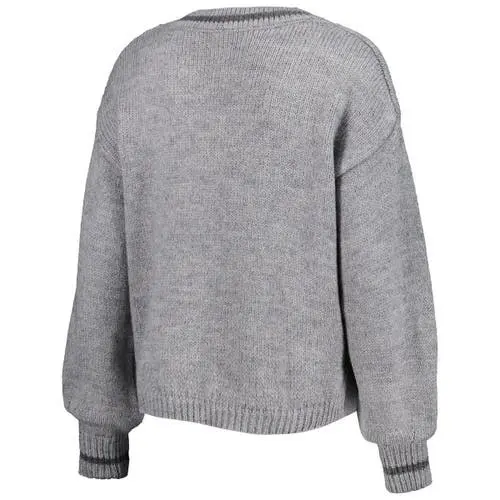 LUSSO Los Angeles Lakers Scarletts Lantern Sleeve Tri-blend V-neck Pullover Sweater