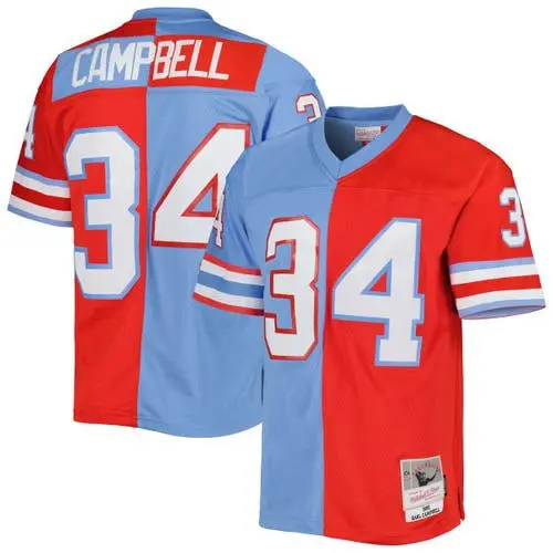 Mitchell & Ness Earl Campbell /light Blue Houston Oilers Gridiron Classics 1980 Split Legacy Replica Jersey