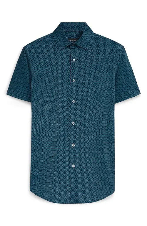 Bugatchi Ooohcotton® Geometric Print Short Sleeve Button-up Shirt