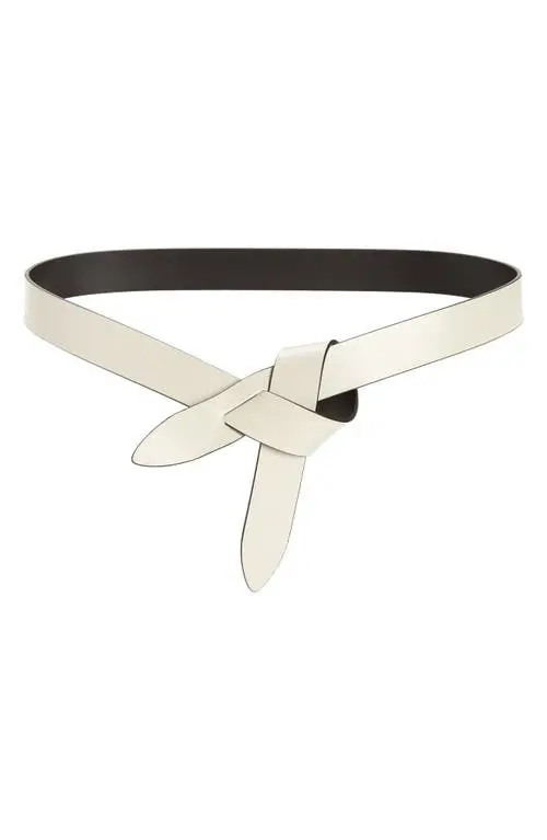 Isabel Marant Lecce Knotted Reversible Leather Belt - Chalk/black