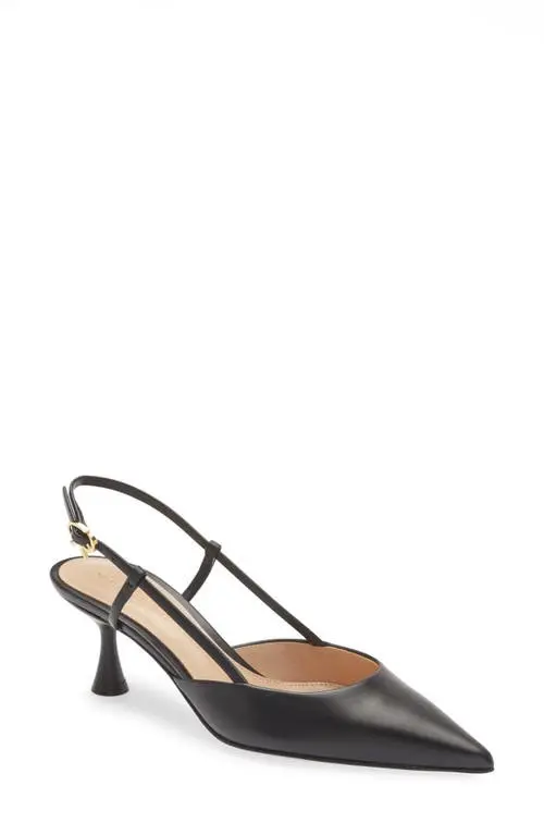 GIANVITO ROSSI Kitten Heel Slingback Pumps - Black