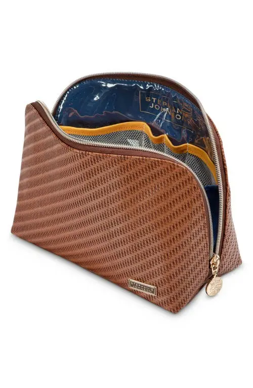 Stephanie Johnson Woven Faux-leather Makeup Bag - Cognac
