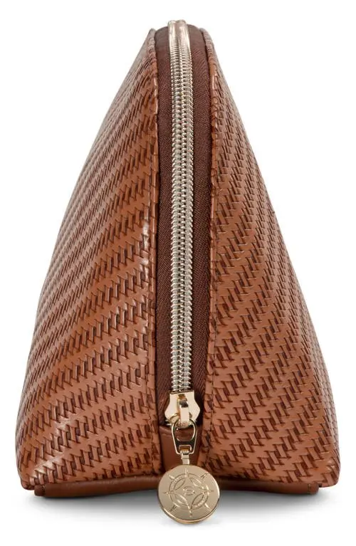 Stephanie Johnson Woven Faux-leather Makeup Bag - Cognac