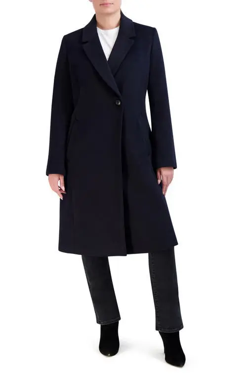 Cole Haan Asymmetric Wool Blend Coat - Midnight