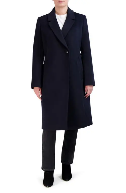 Cole Haan Asymmetric Wool Blend Coat - Midnight