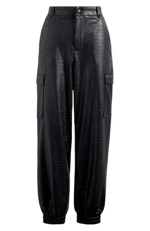 Naked Wardrobe Crocodile Faux Leather Joggers - Black