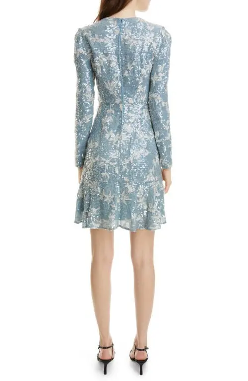 Erdem Bette Sequin Vine Long Sleeve Dress