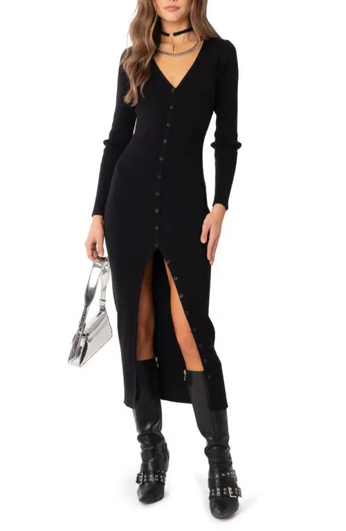 EDIKTED Jazlyn Ribbed Sweater Dress - Black