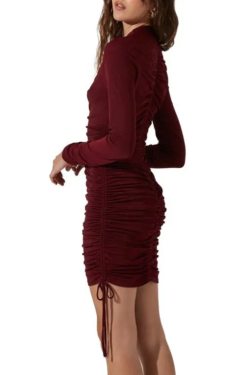 Astr The Label Ruched Long Sleeve Bodycon Minidress