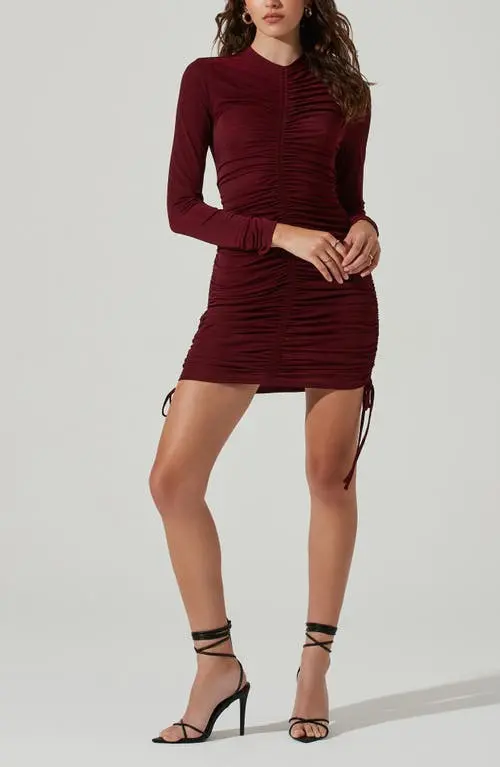 Astr The Label Ruched Long Sleeve Bodycon Minidress