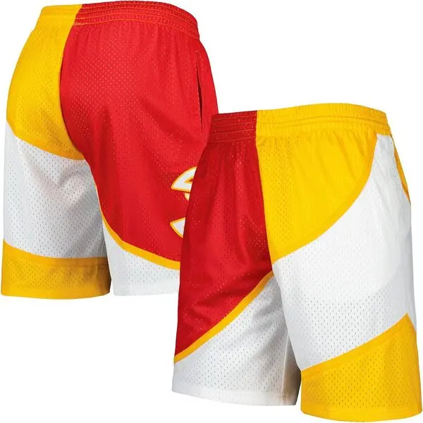 Mitchell & Ness Yellow Atlanta Hawks Hardwood Classics 1986 Split Swingman Shorts