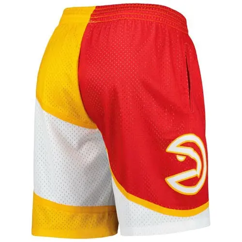 Mitchell & Ness Yellow Atlanta Hawks Hardwood Classics 1986 Split Swingman Shorts