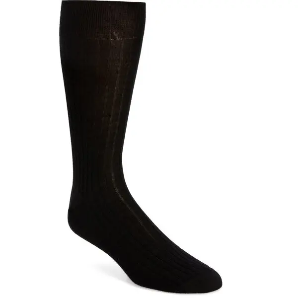 Canali Ribbed Cashmere & Silk Socks - Black