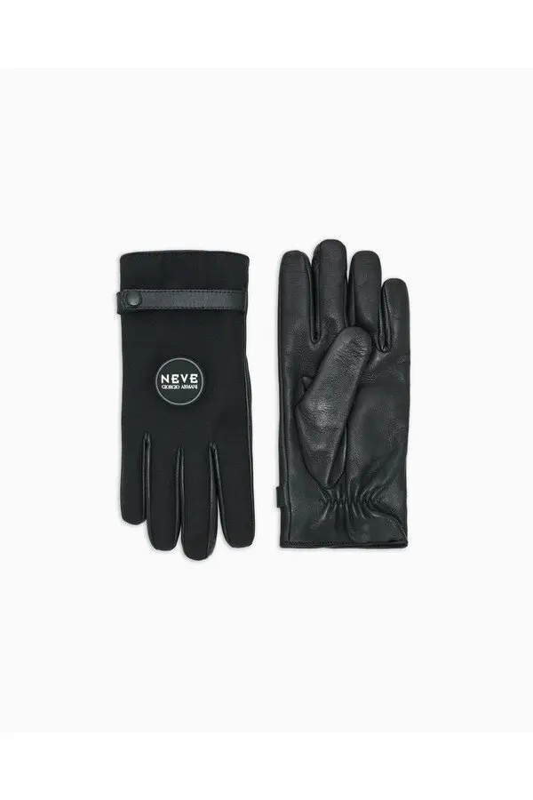 Giorgio Armani Neve Nappa-leather And Technical Nylon Gloves - Black