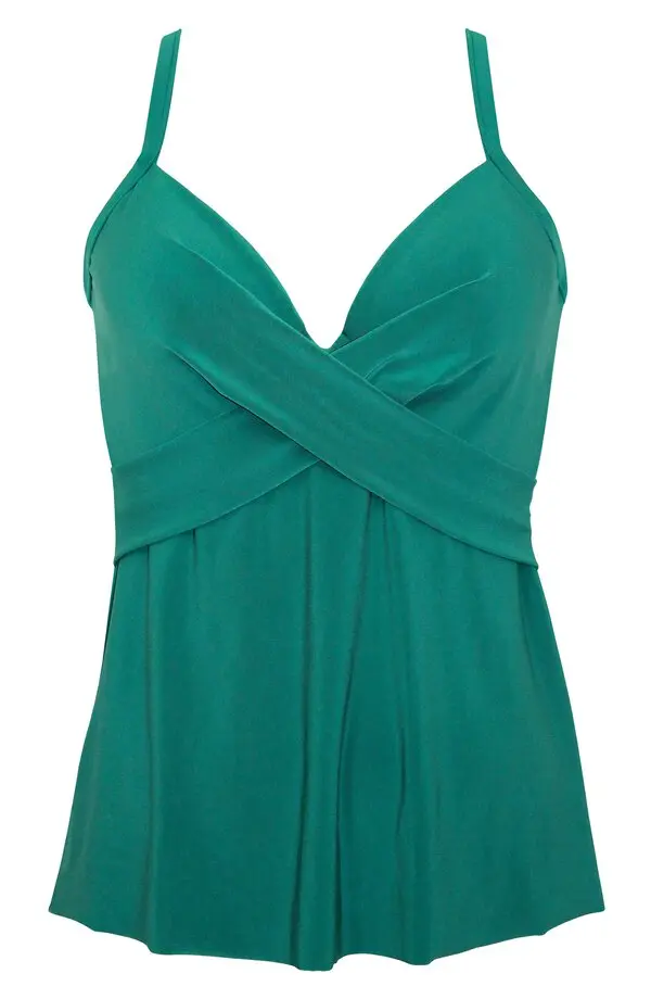 MIRACLESUIT® Allura Rock Solid Crisscross Tankini Top - Malachite Green